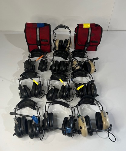 LOT of TEN (10) FLIGHTCOM Portable Headsets TWO (2) COMHUB (INCOMPLETE ...