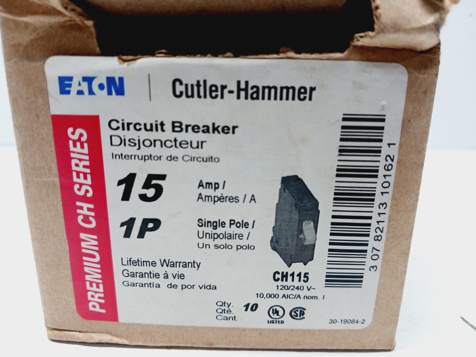 10) NEW EATON/CUTLER-HAMMER CH115 15 AMP CIRUCIT BREAKERSINGLE POLE 120 ...