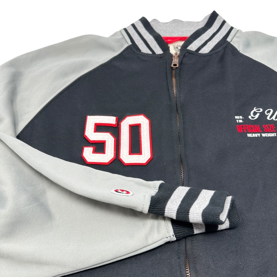 G Unit Vintage Black Gray Spell Out 50 Cent Full Zip Varsity Jacket Hip ...