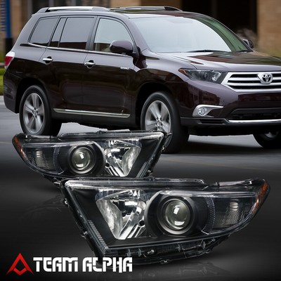 Fits 2011-2013 Toyota Highlander [Black/Clear] Amber Corner Projector ...