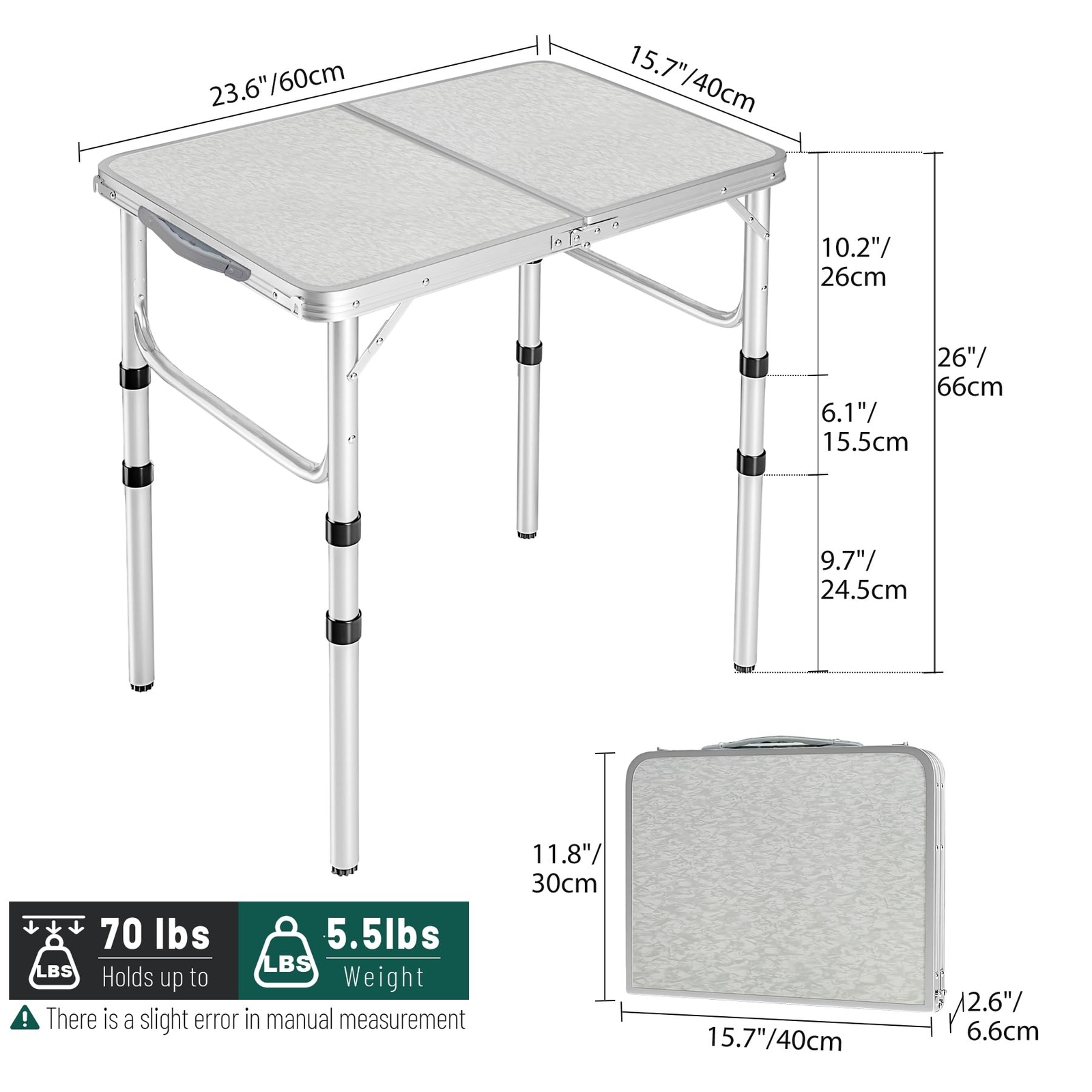 RedSwing Small Folding Table 2 Feet, Small Foldable Table Adjustable ...