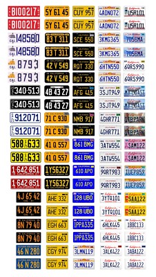 1/25 scale model car assorted USA California license plates state tags ...