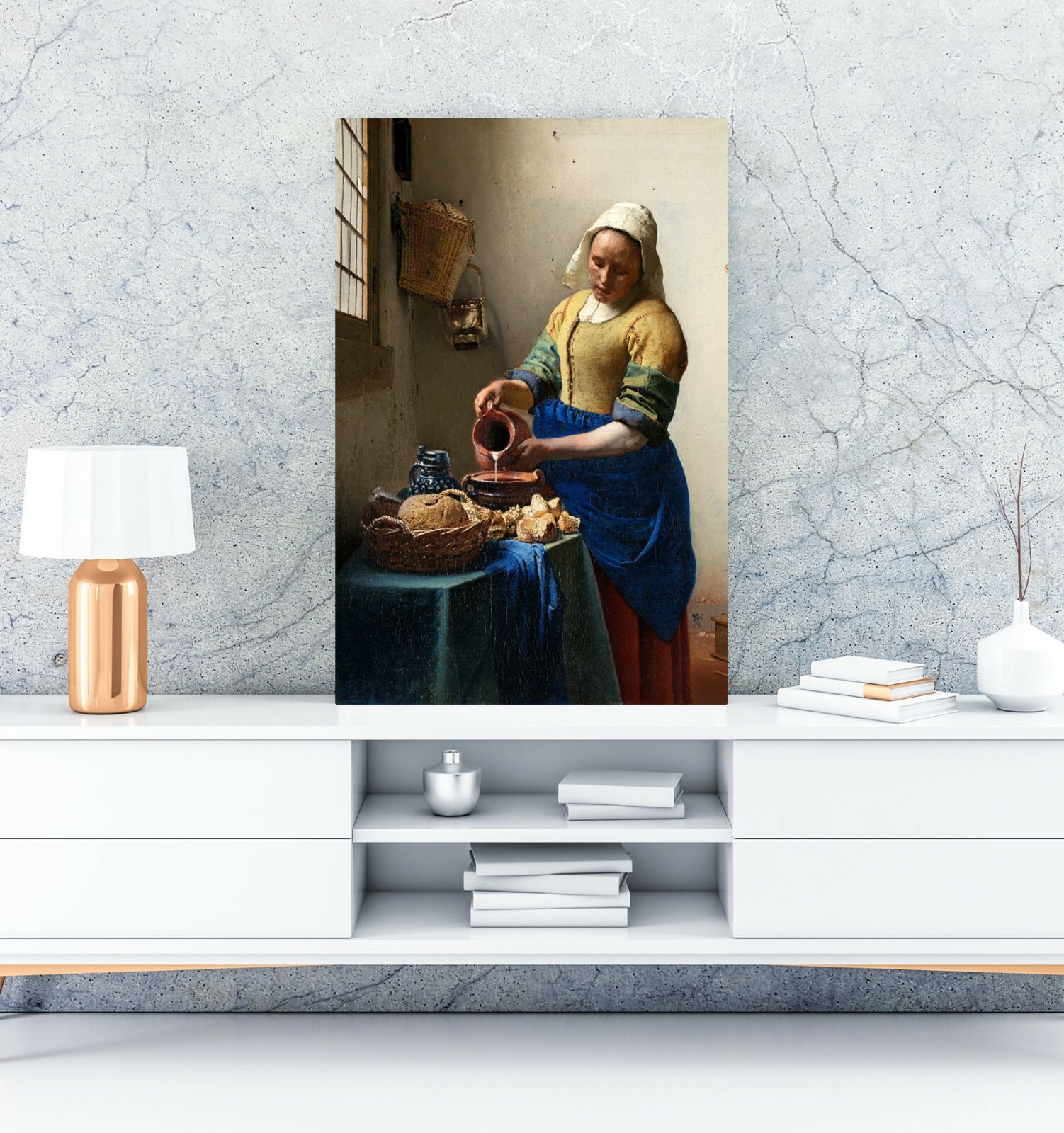 VERMEER THE MILK MAID-FRAMED CANVAS PAINTING WALL ART PICTURE PAPER ...