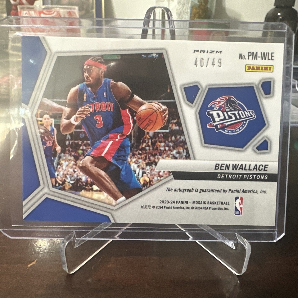 2023-24 Mosaic Basketball Ben Wallace Blue Mosaic Pictographs Autograph ...