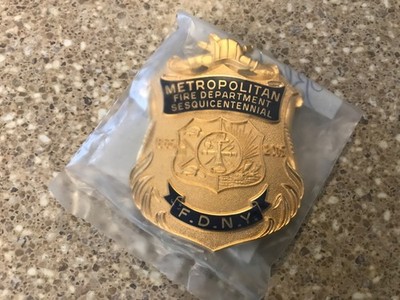 FDNY Metropolitan Fire Department Sesquicentennial Anniversary Badge ...