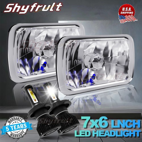 Pair 7X6" 5X7 LED Headlights For Freightliner FL50 FL60 FL70 FL80 MT35 ...