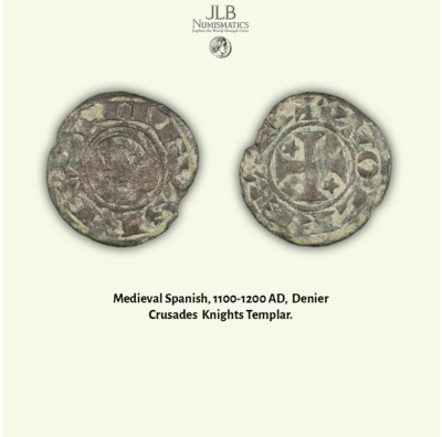 Medieval Spanish, 1100-1200 AD, Denier Crusades Knights Templar | eBay