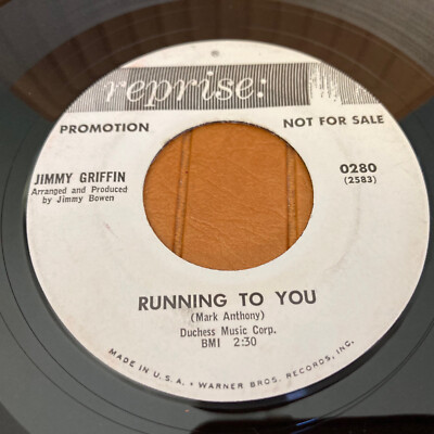 RUNNING TO YOU PROMO JIMMY GRIFFIN VINYL 45 RECORD 7" WHITE LABEL ...