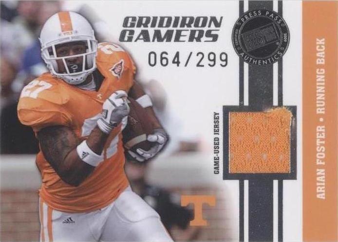 2009 Press Pass - Gridiron Gamers Jerseys Arian Foster #GG-AF Silver ...