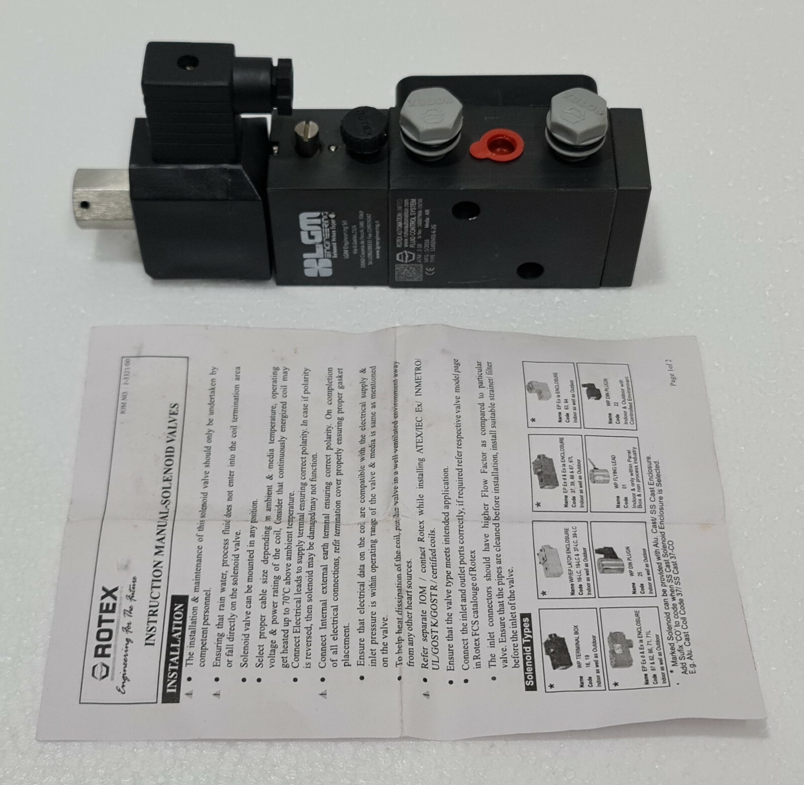 ROTEX AUTOMATION 51450V01-6-2G SOLENOID VALVE 51450V01 w/ COIL I-220V ...