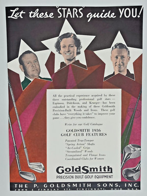 196. Goldsmith Golf Babe Didrikson Ad Hand Colored Posterization 10.75 ...