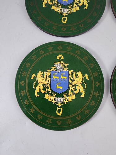 Irish Heraldic Coaster: GREENE Ireland Last Name Set of 4 NOS New Old ...