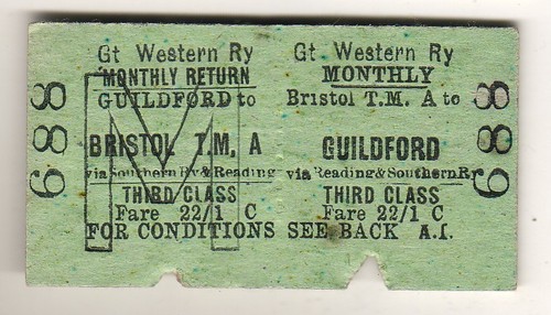 Railway ticket GWR Bristol T M A - Guildford | eBay UK