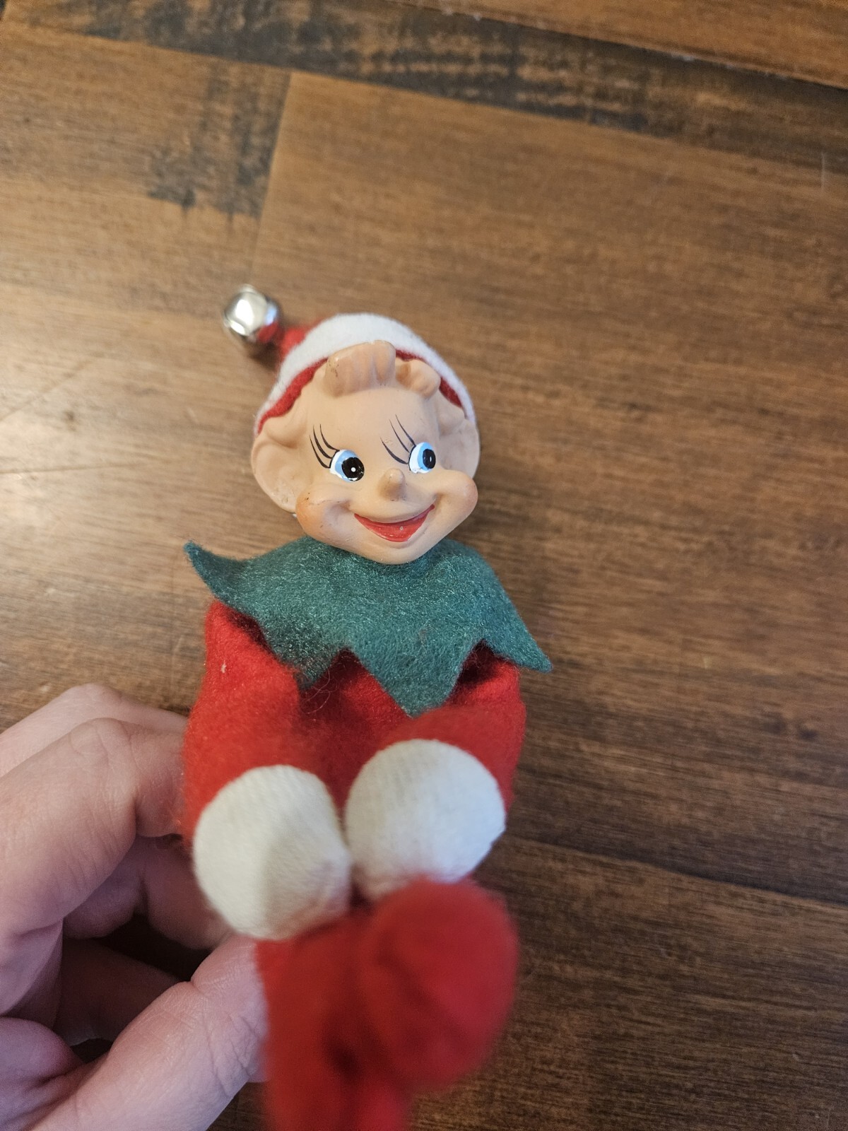 Vintage Christmas Elf Knee Hugger Red Felt Pixie Rubber face Japan | eBay