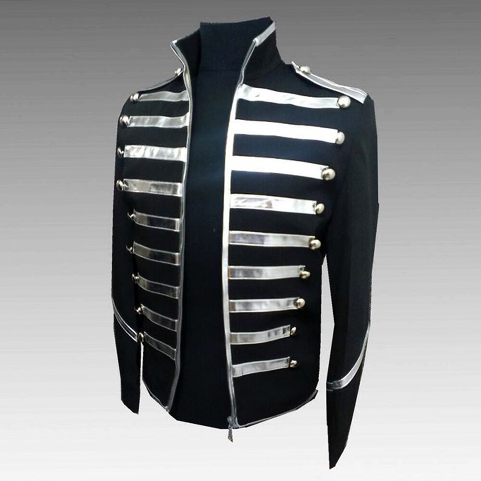 Men Gothic Drummer Suit Jacket Blazer Coat Dance Show Fancy Dress Tops ...
