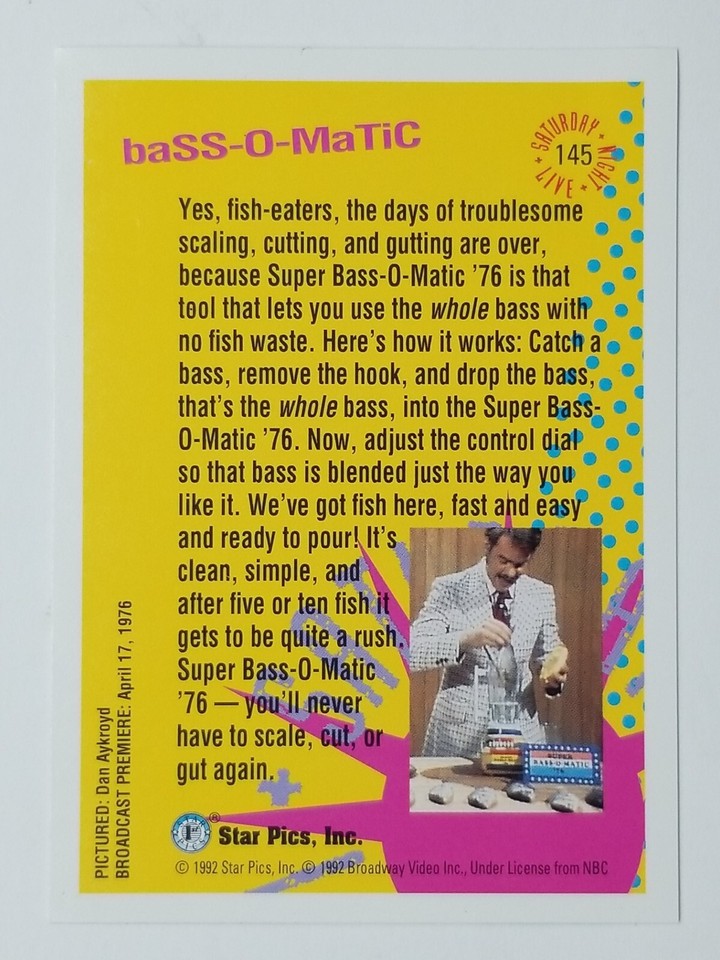 SNL Card 1992 Dan Akroyd Saturday Night Live Star Pics # 145 Bass-O ...
