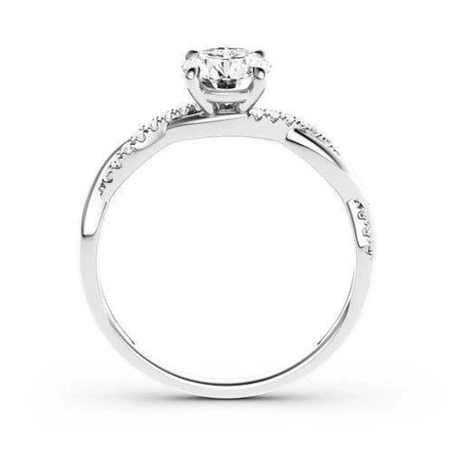 Twisted W/Accents In 14k White Gold 1.20Ct Round GH/SI Natural Diamond ...