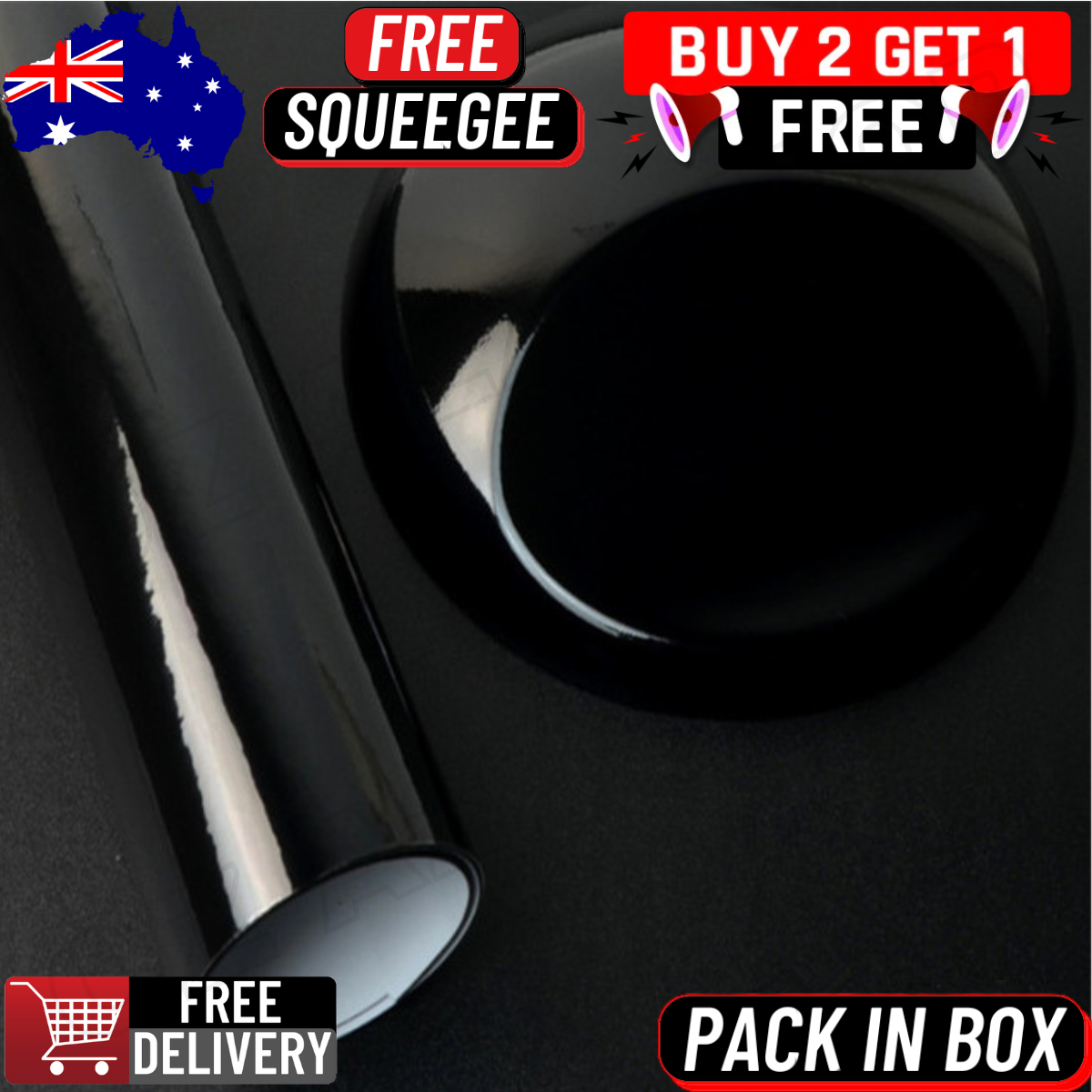 Gloss Black Car Vinyl Wrap Film Roll Sticker Decals Air Release Bubble ...