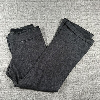 Express Dress Pants 8 R Black Grey Editor Straight Leg Faux Leather ...