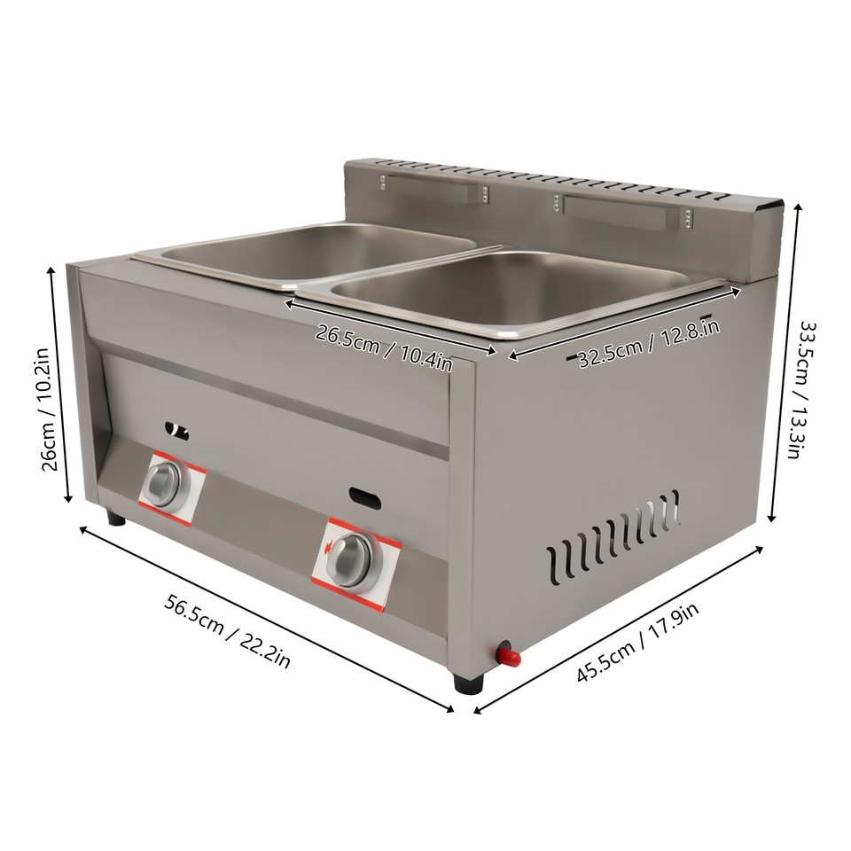 2-Pan Propane Gas Food Warmer Restaurant Tabletop Desktop Countertop ...