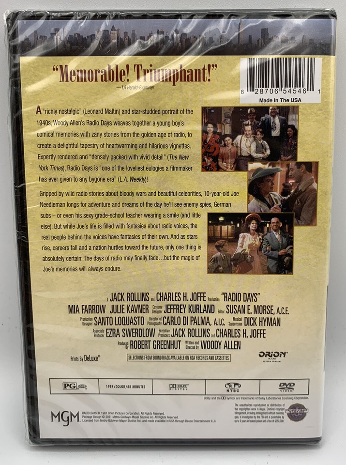 Radio Days (DVD, 1987) Woody Allen, Mia Farrow, Julie Kavner Rare Brand ...