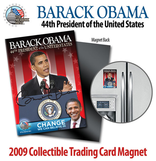 BARACK OBAMA 44th President *WORLDS FIRST* Official MAGNET TRADING CARD ...