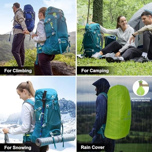 Internal Frame Hiking Backpack 50/60/65/70/80L, Mountain Climbing ...