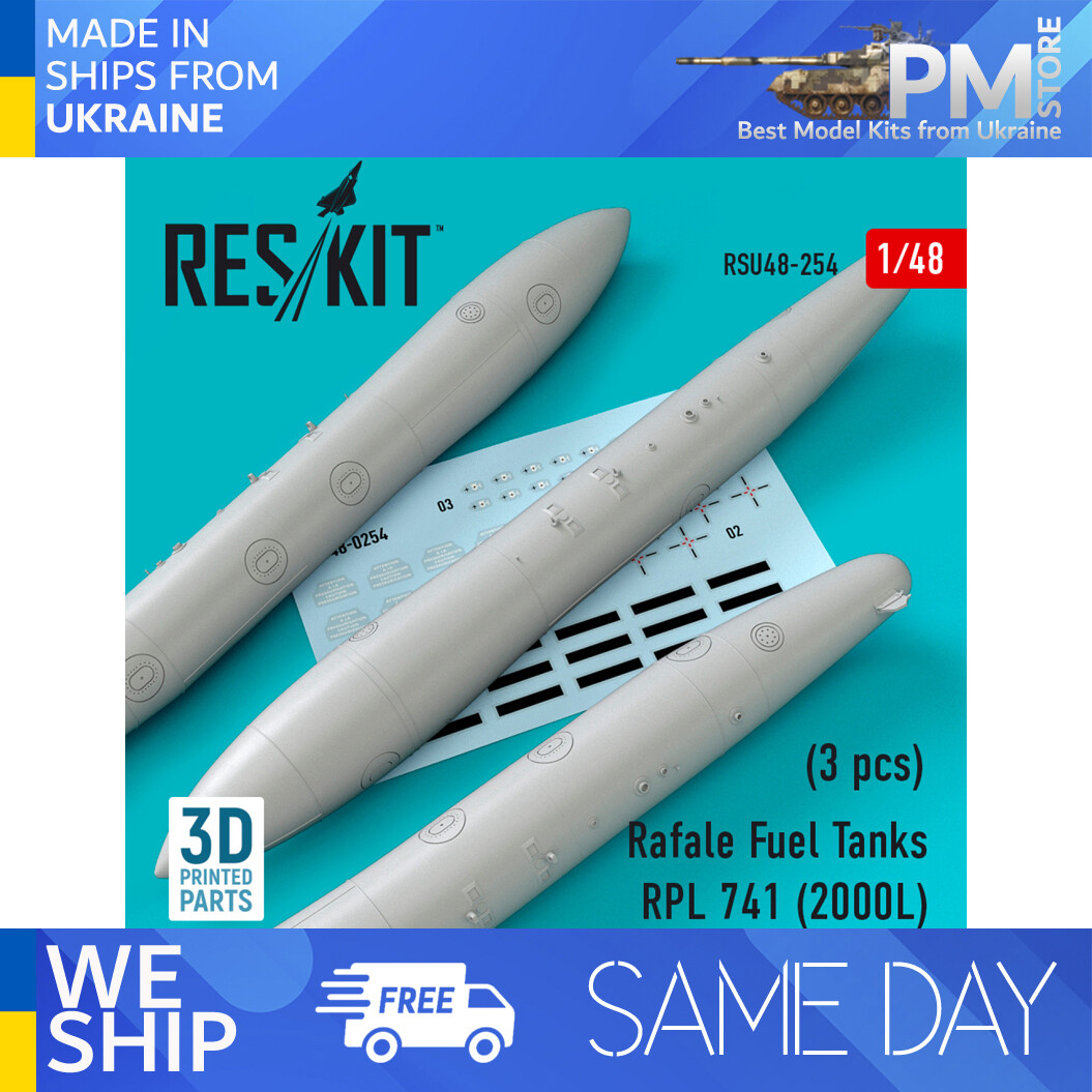 Reskit RSU48-0254 1/48 Rafale Fuel Tanks RPL 741 (2000L) (3 pcs) (3D ...