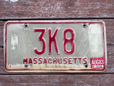 1983 Massachusetts License Plate Tag 3K8 | eBay
