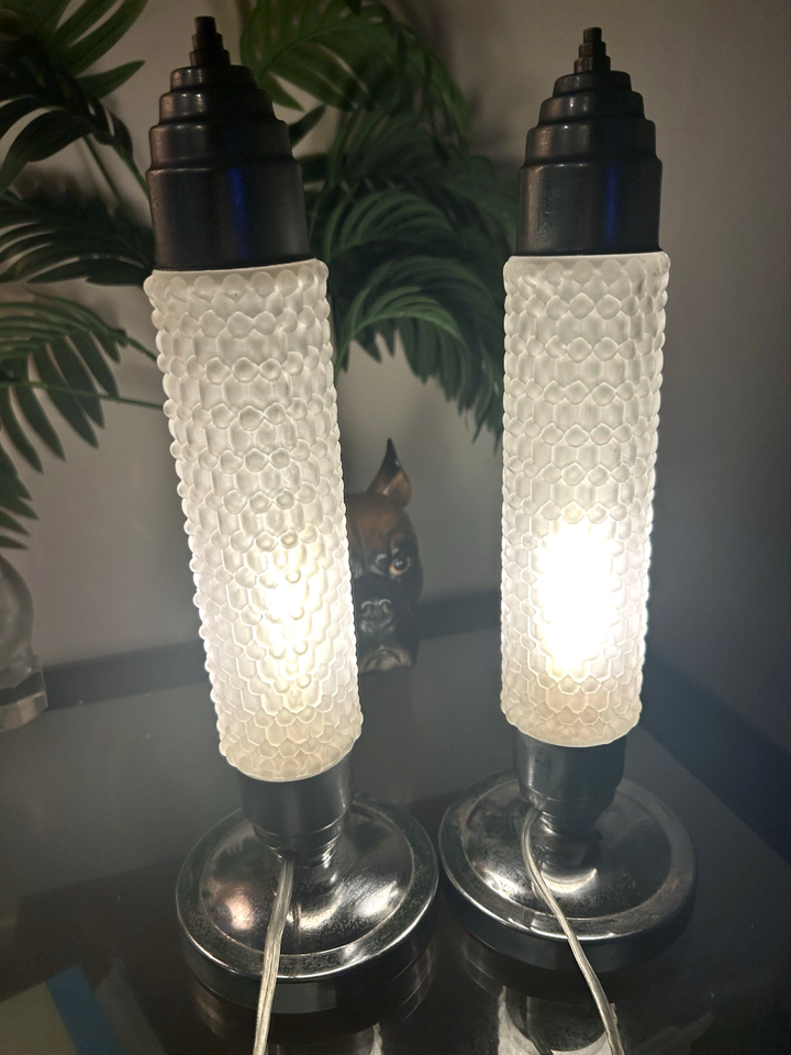 13 INCH GIANT PAIR OF 1920's BULLET SKYSCRAPER LAMPS art deco CLASSICS ...