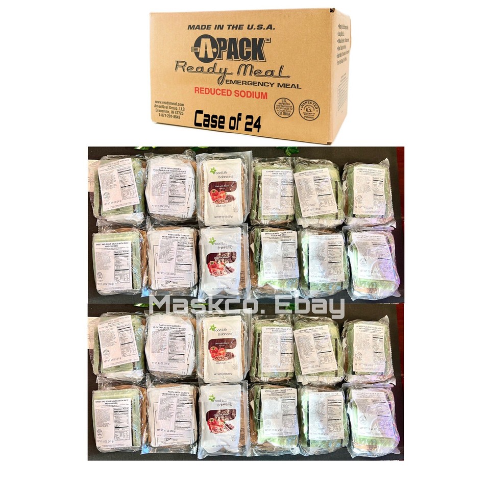 MRE Ameriqual APack Low Sodium Full Meal Ready To Eat, Case of 24 (6 ...