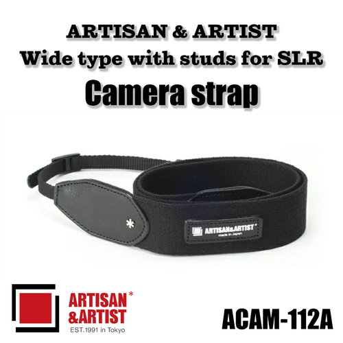 ARTISAN & ARTIST Camera Strap ACAM-112 Black Wide type with studs for ...