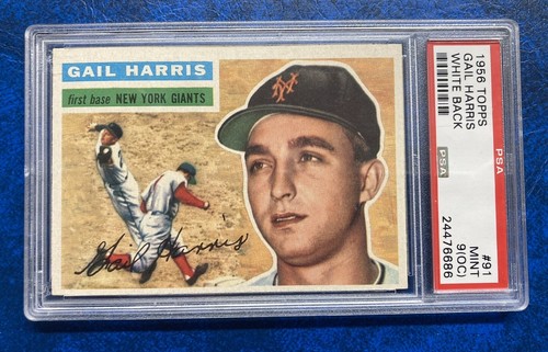 1956 Topps # 91 Gail Harris RC White Back PSA 9 oc! None Graded Higher ...
