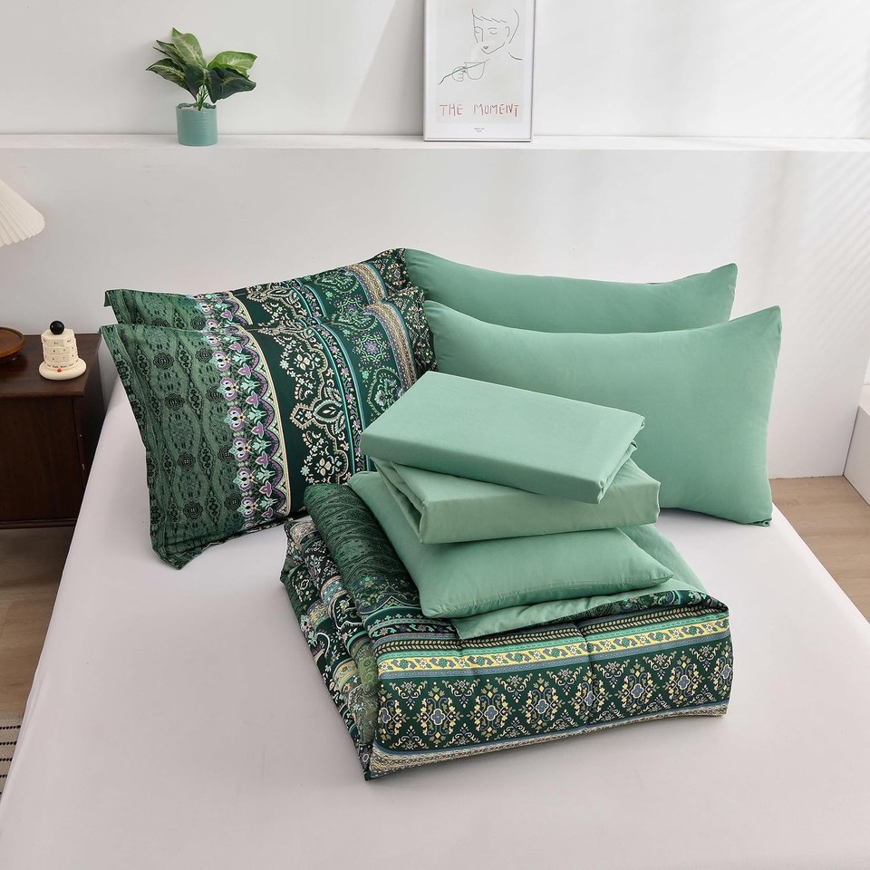 Green Down Comforter Set, 8-Piece Bedding Set | eBay
