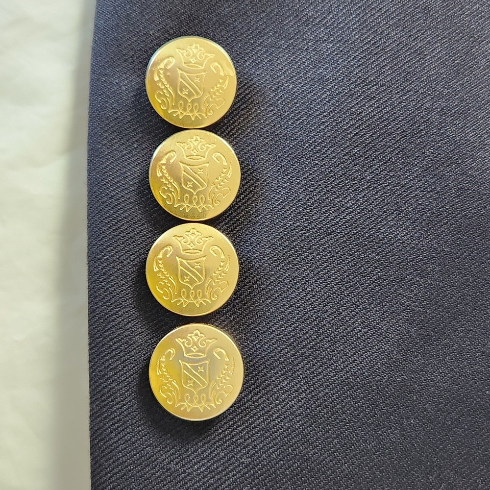 Jos A Bank Signature Collection Navy Blue 100% Wool Blazer Gold Buttons ...
