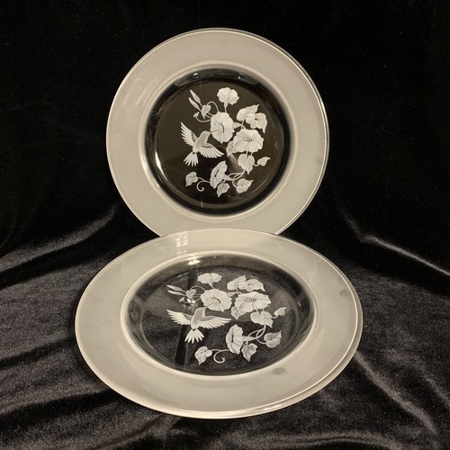 LOT of 2-1986 Avon 24% Lead Crystal Hummingbird 8” Luncheon Frosted ...