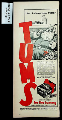 1948 Tums Acid Indigestion Antacid Santa Stomach Relief Vintage Print ...