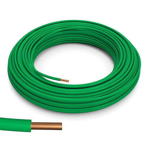 100 Foot, Green - 10 AWG Solid Copper Insulated Ground Wire - 10 Gauge ...