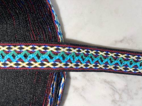 5 yards black turquoise green white yellow aztec woven ribbon trim 1 ...
