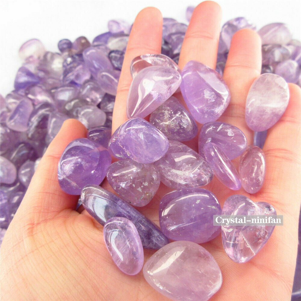 50g Natural Amethyst Light Purple Quartz Lavender Tumbled Crystal Bulk ...