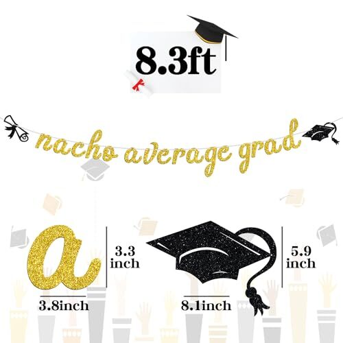 Gold Glitter Nacho Average Grad Banner Taco Bout a Grad/Congratulations ...