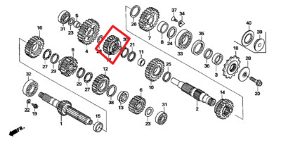 NEW GENUINE HONDA OEM 5TH FIFTH GEAR COUNTER/OUTPUT SHAFT 25T CRF250R ...