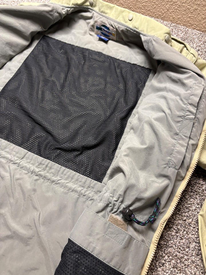 ExOfficio Jacket Large Beige Zip Up Nylon Outdoor Travel Utility Safari ...