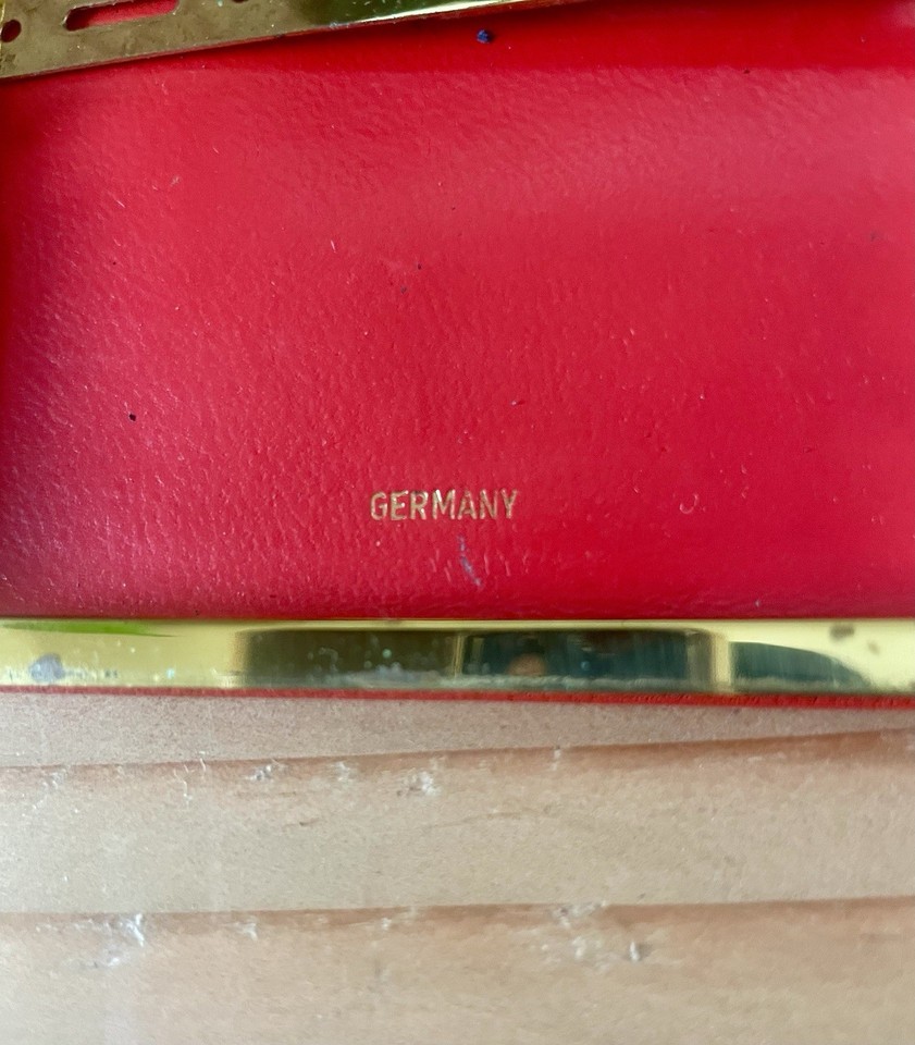 dunhill cigarette red pebbled leather small case germany with gold tone ...