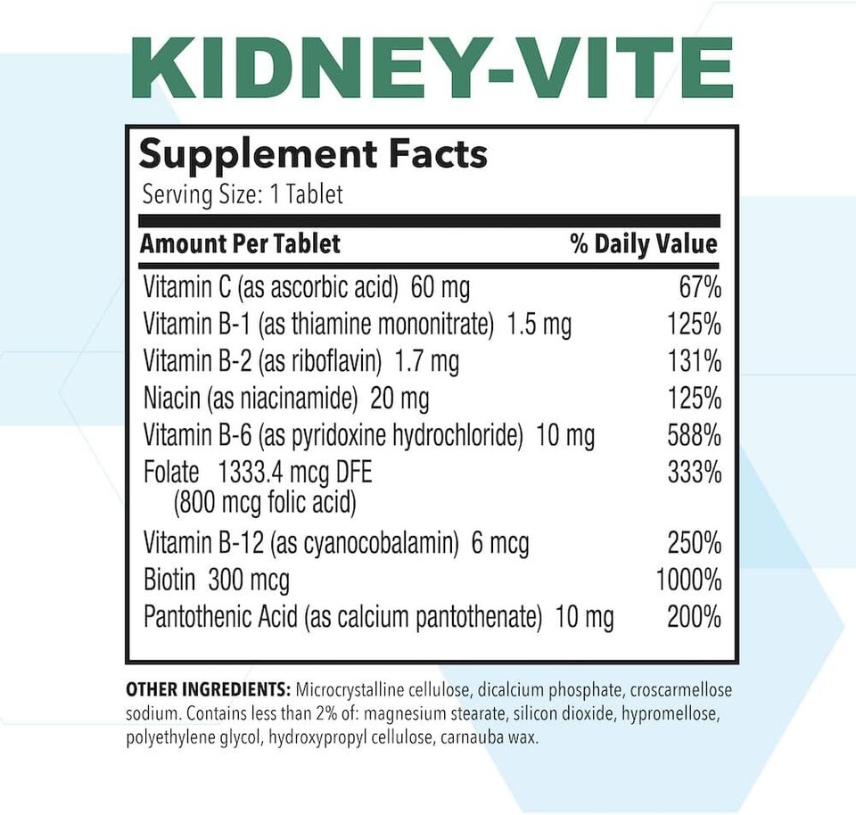 Puregen Labs Kidney-Vite | Premier Kidney, Renal Support 100 Tablets 1 ...
