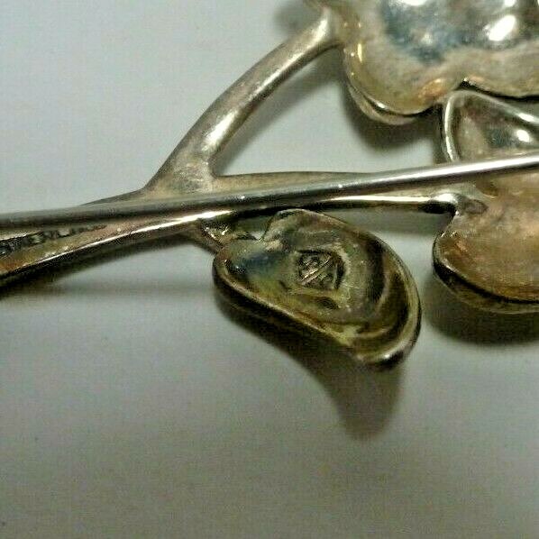 JJ Sterling 925 Marcasite Faux Pearl Double Flower Pin Brooch Judith ...