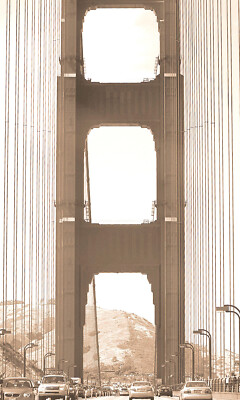 "SF GOLDEN GATE BRIDGE IN SEPIA" 4x6" matted print, FREE US SHIPPING ...