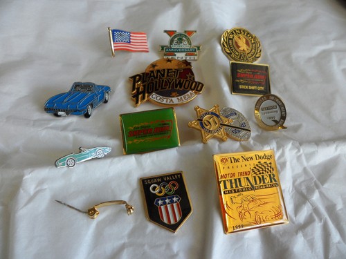 Lot of 12 Hat Pins Corvette Viper Cobra Police Super Run Winston Motor ...