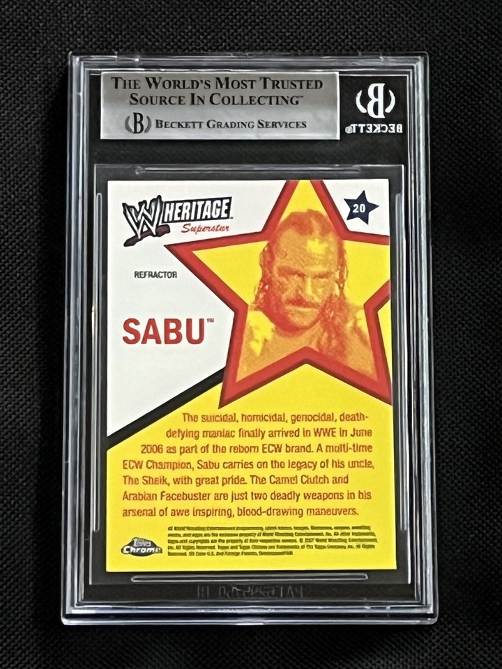 SABU 2007 TOPPS HERITAGE CHROME WWE ROOKIE REFRACTOR SIGNED AUTOGRAPH ...