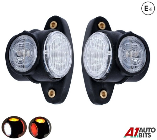 2x Round Outline Led Side Rear Marker Lights 12v 24v Lamps Truck ...